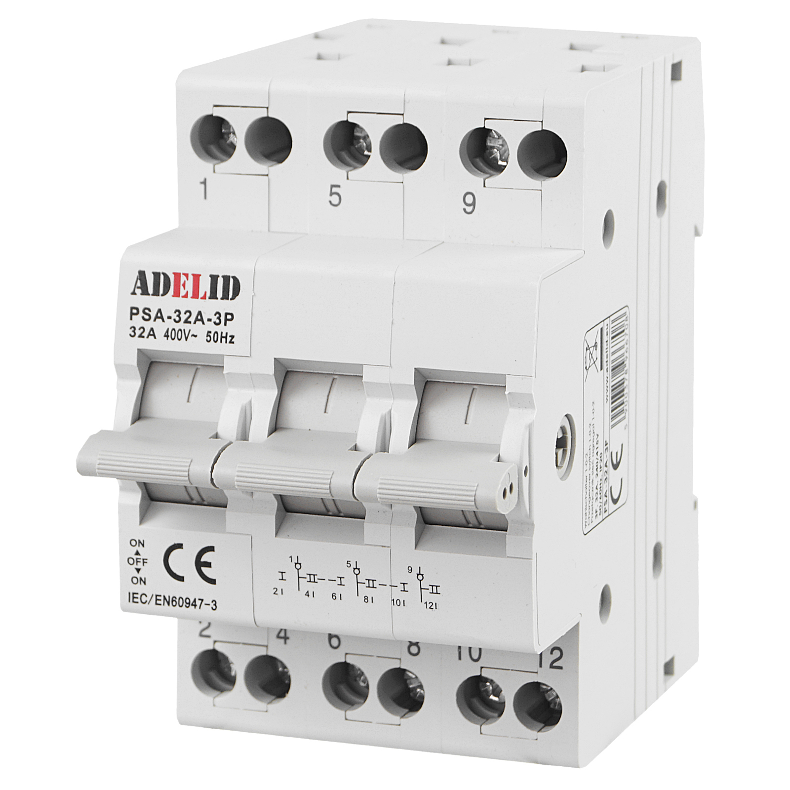 Selector switch changeover 1-0-2 32 A in-line installation 3-pole ...