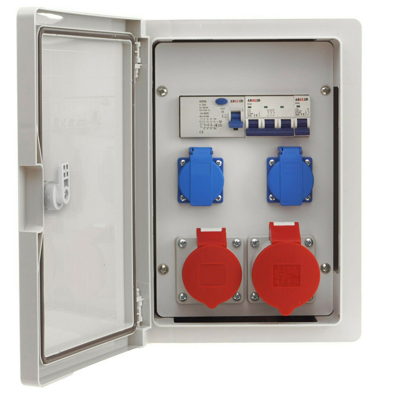 Baustromverteiler 1x32A 1x16A 5-polig CEE 2x230V LS/FI-Schalter 8 ...