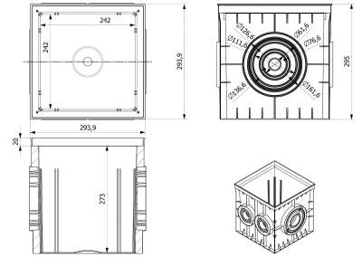 Revisionsschacht Kontrollschacht 300x300x300mm Deckel
