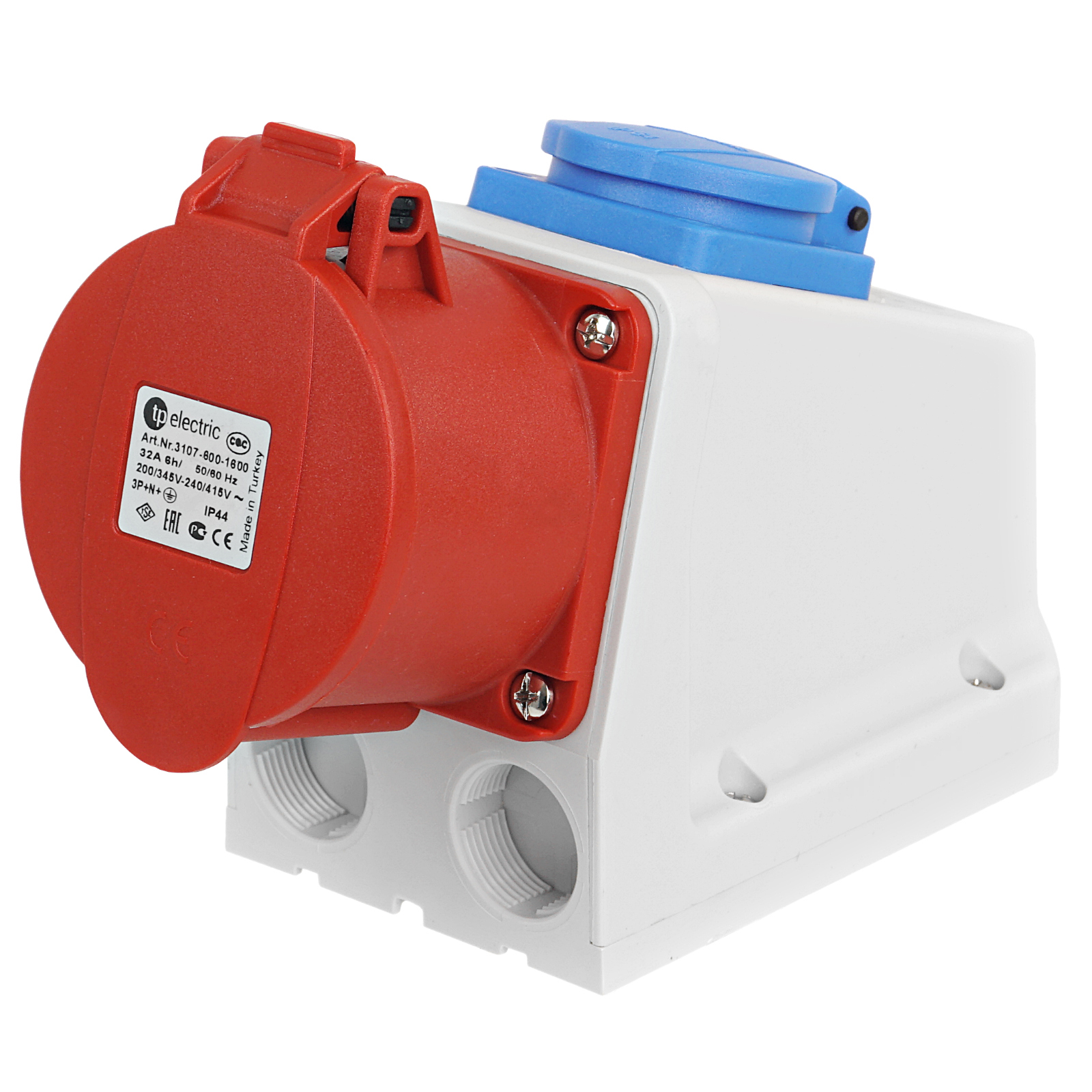 Prise murale combinée CEE 32A 415V 5 pôles 230V Schuko en saillie IP44 ...