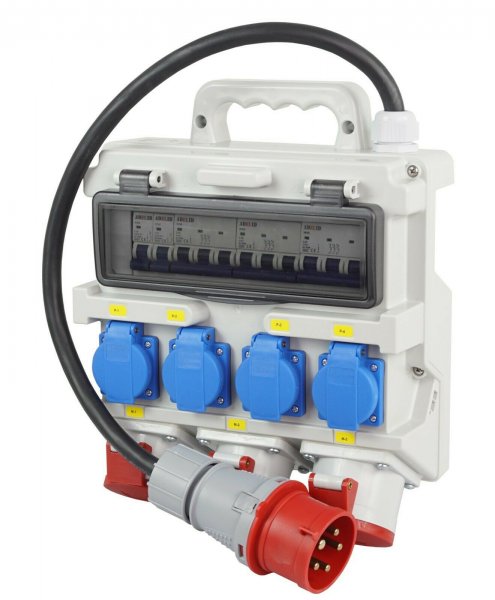 Baustromverteiler 1x 32A 2x 16A 5-polig CEE 4x 230V Schuko IP65