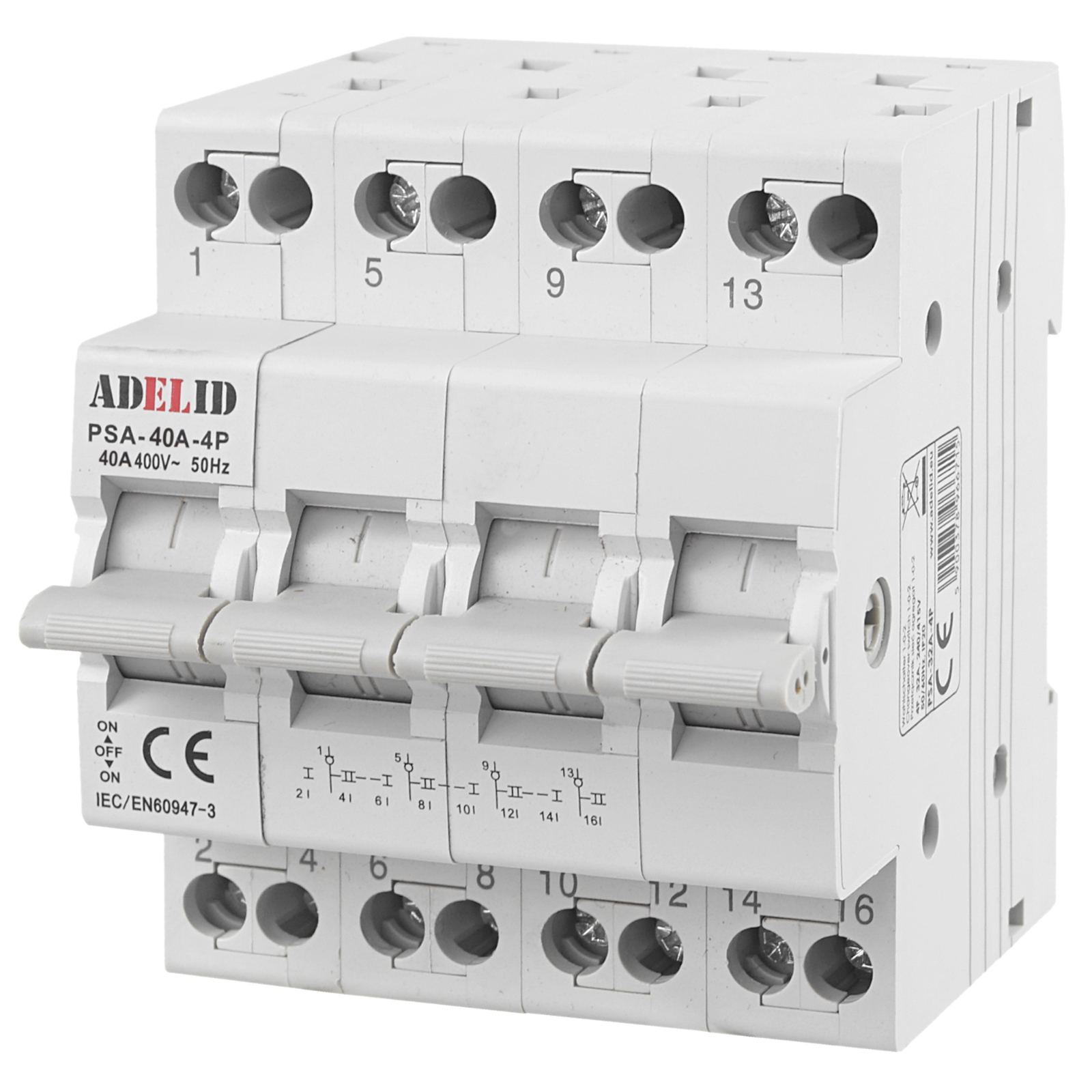 Selector switch changeover 1-0-2 40 A in-line installation 4-pole ...