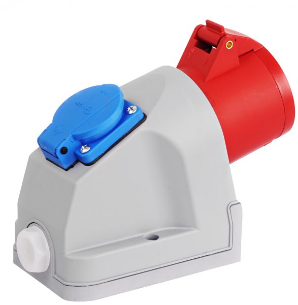 Kombi Wandsteckdose CEE 16A 415V 5-polig 230V Schuko Aufputz IP44