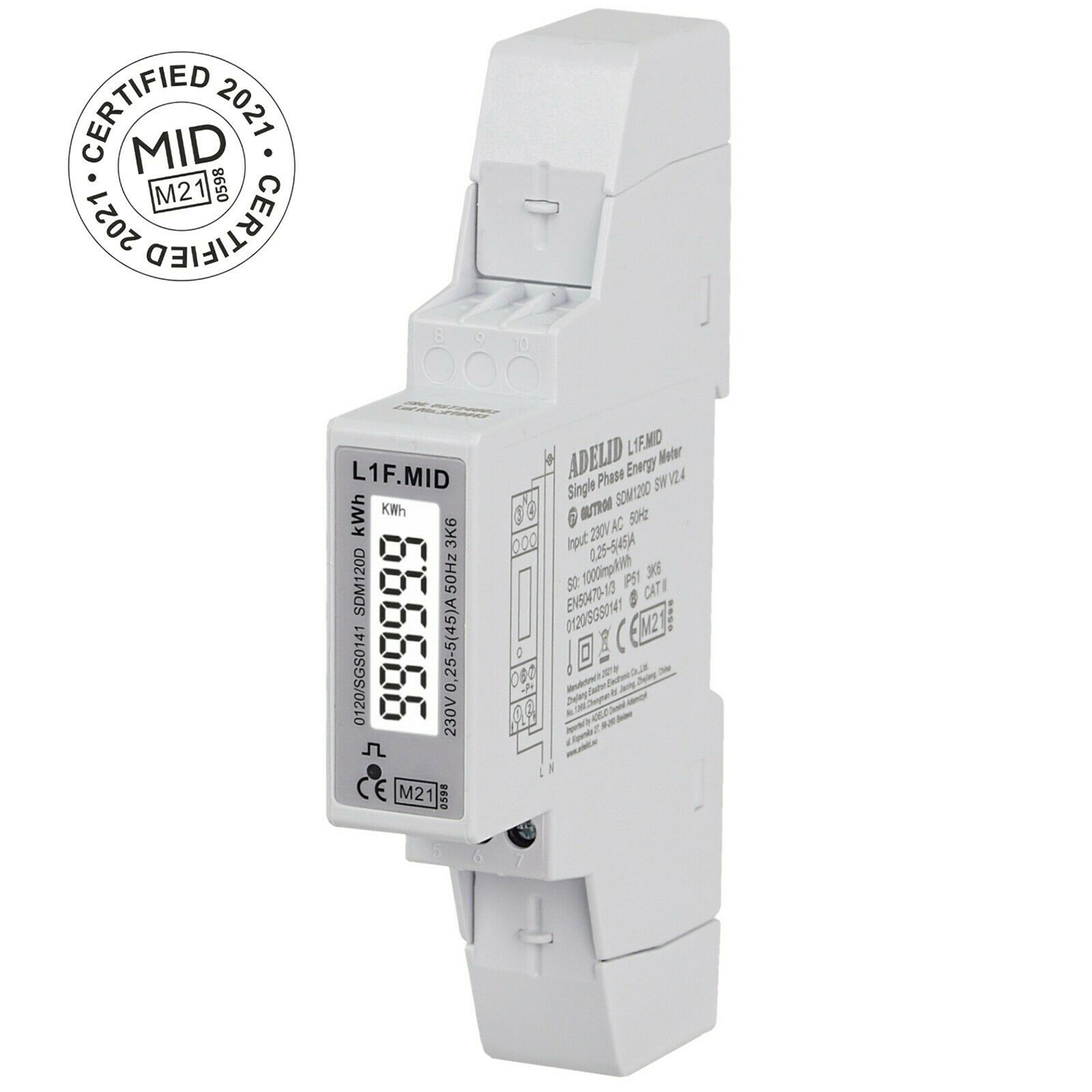 AC meter digital LCD 1-phase S0 interface 5 (45) A | Kayoo International