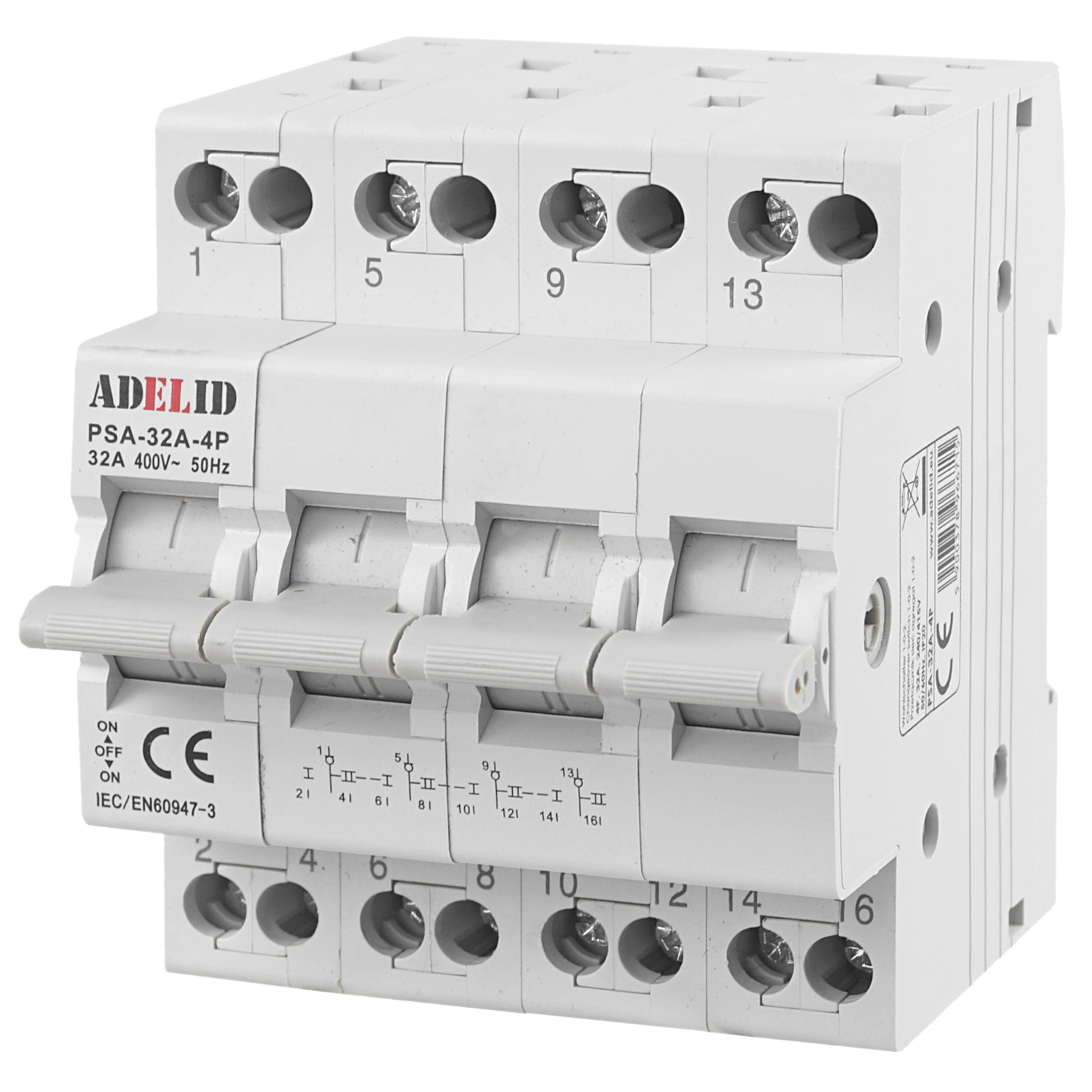 Selector switch changeover 1-0-2 32 A in-line installation 4-pole ...