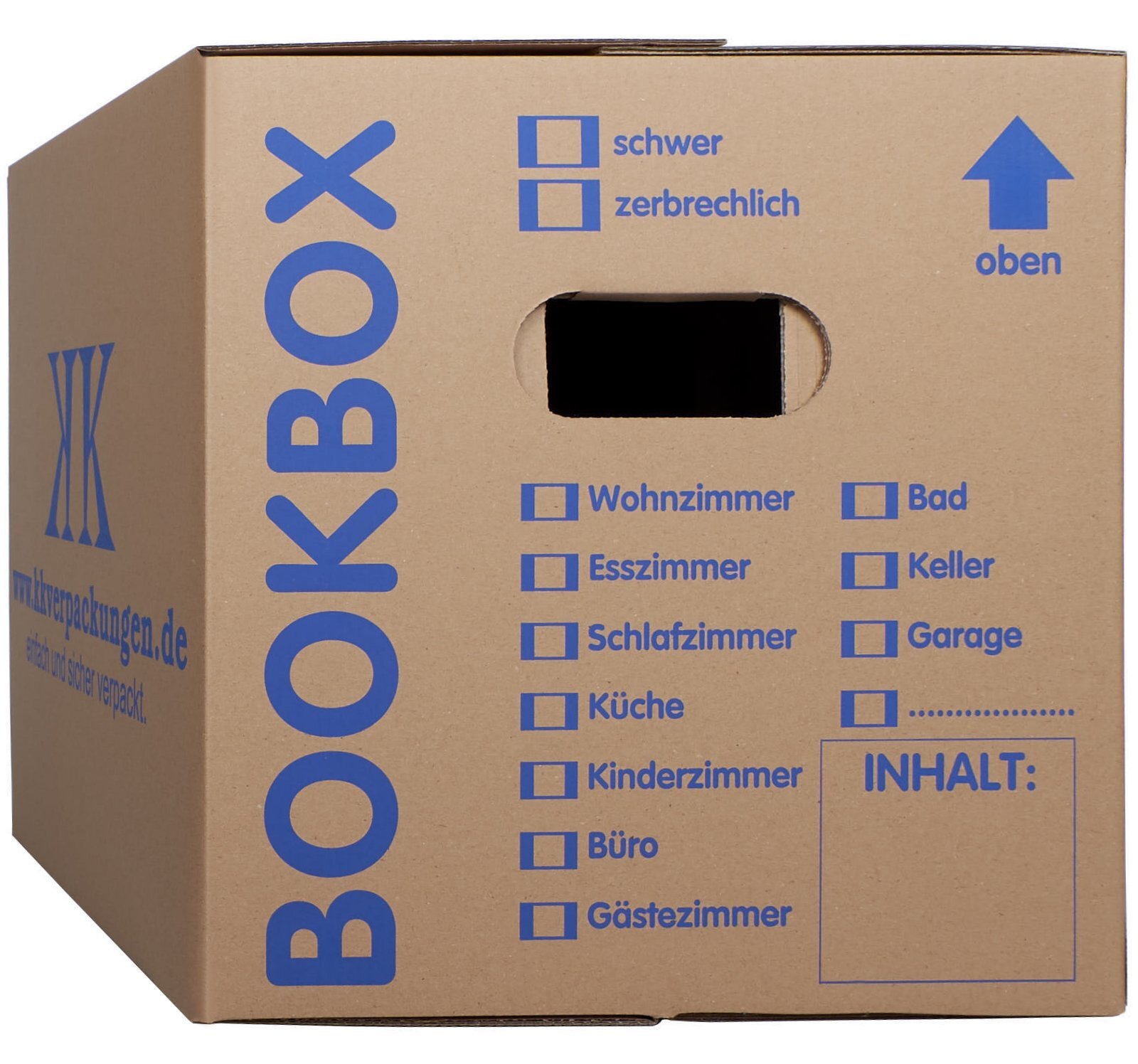 Robuster Bücherkarton mit den Maßen 400 x 320 x 315 mm