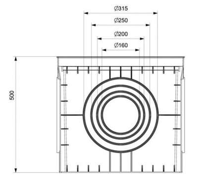 Revisionsschacht Kontrollschacht 550x550x500mm Deckel